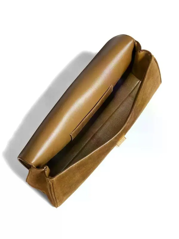 Khaite Flap Leather Clutch Bag - Brown