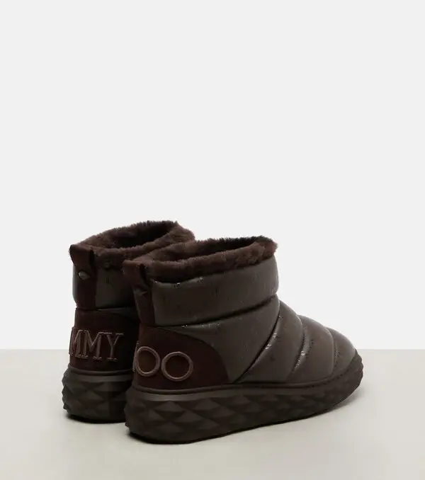 JIMMY CHOO Shearling-lined Leather Snow Boots - Brown