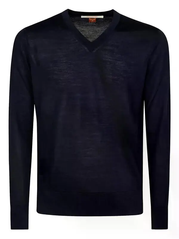 Alpha Industries V-neck Wool Sweater - Blue