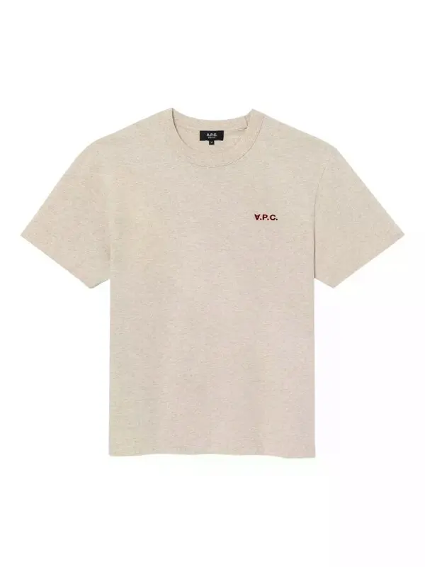 A.p.c. Cotton T-shirt With Embroidered Logo - Neutrals