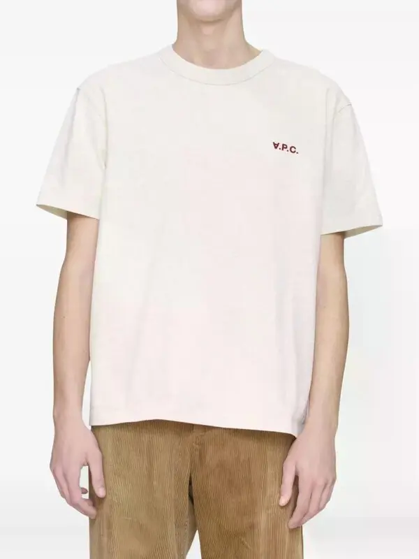 A.p.c. Cotton T-shirt With Embroidered Logo - Neutrals