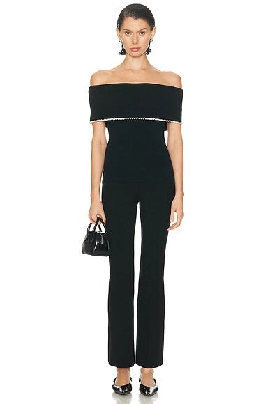 BY MALENE BIRGER Off-the-shoulder Knit Top With Faux Pearl Trim