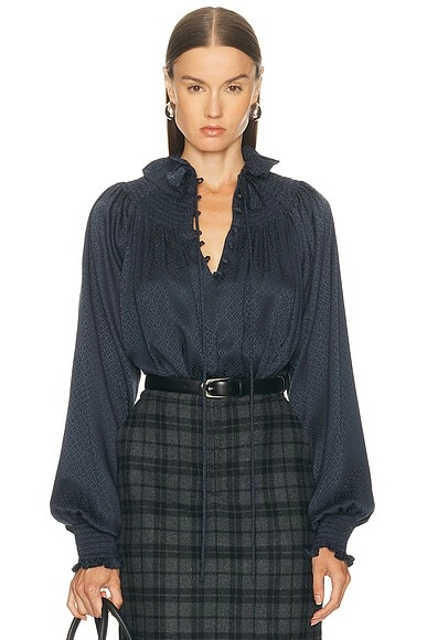 Burberry Long Sleeve Silk Blouse
