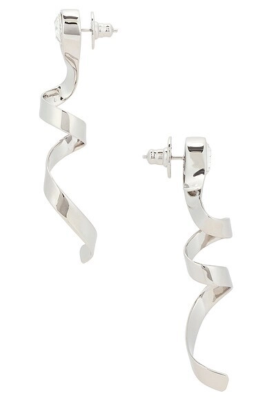 Dries Van Noten Tone Ribbon Earrings With Glass Rhinestone