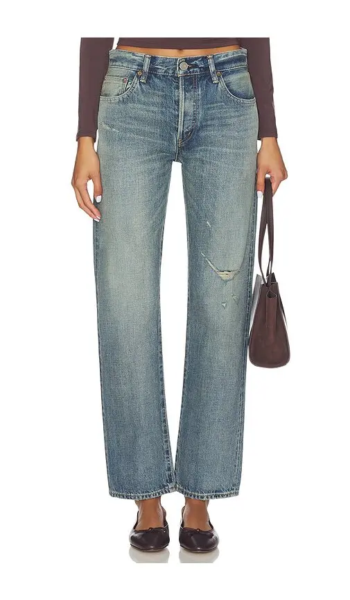 Moussy Vintage Showell Straight Jeans In Medium Wash - Denim-medium