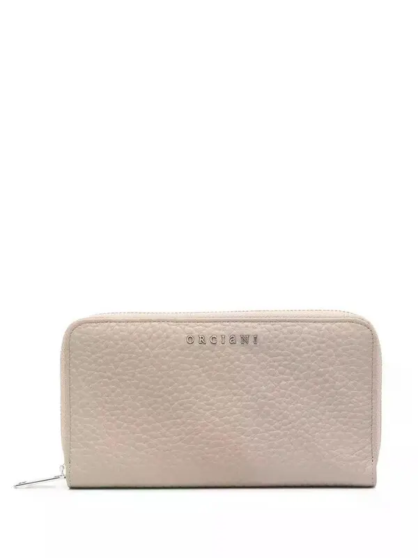Orciani Grained Leather Zip-around Wallet - Neutrals