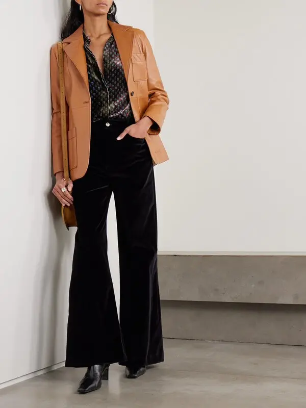 La DoubleJ Cotton-velvet Wide-leg Trousers - Black
