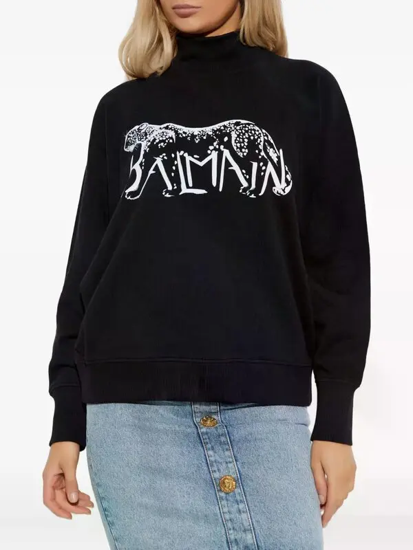 Balmain Graphic Print High Neck Long Sleeve Sweater
