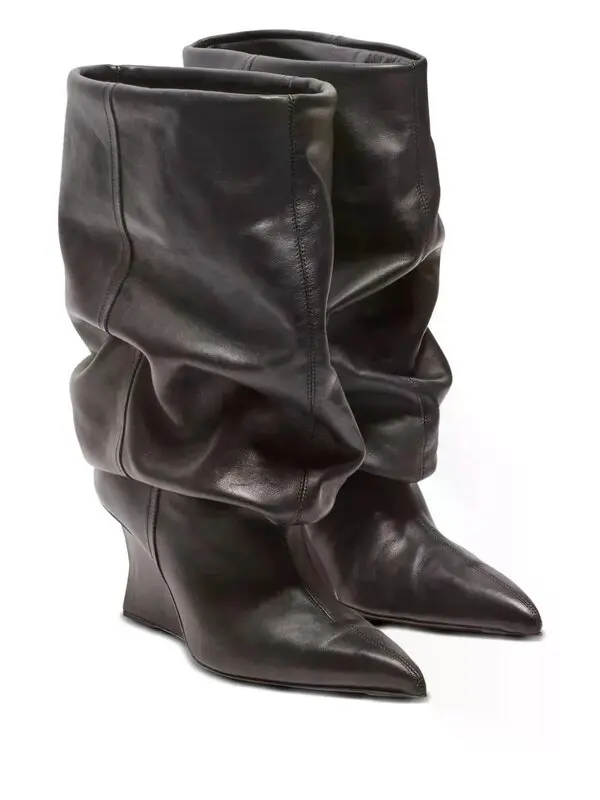 Balmain Slouchy Wedge Ankle Boots - Black