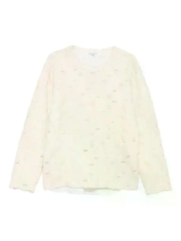 Yohji Yamamoto Distressed Wool Blend Sweater - Neutrals