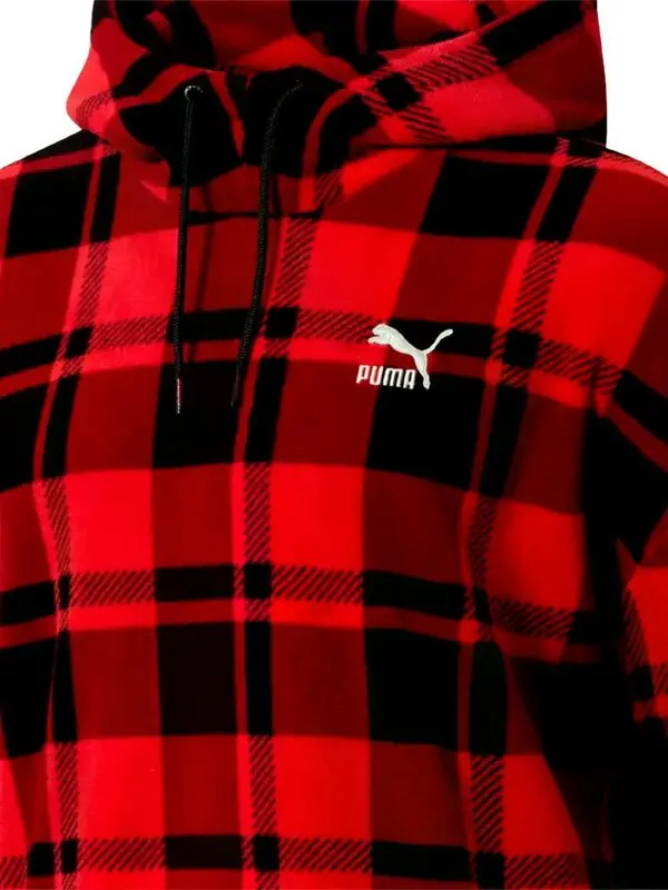 PUMA Check-pattern Hoodie - Red