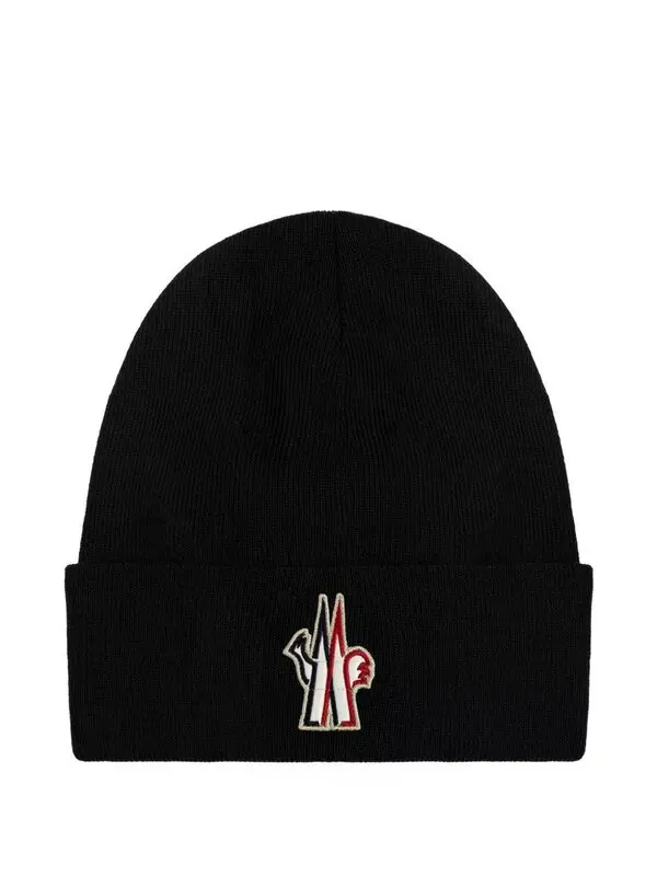 Moncler Logo Patch Beanie - Black