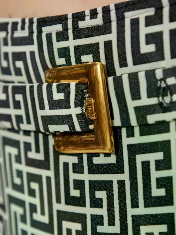 Balmain Geometric Print Belted Bikini