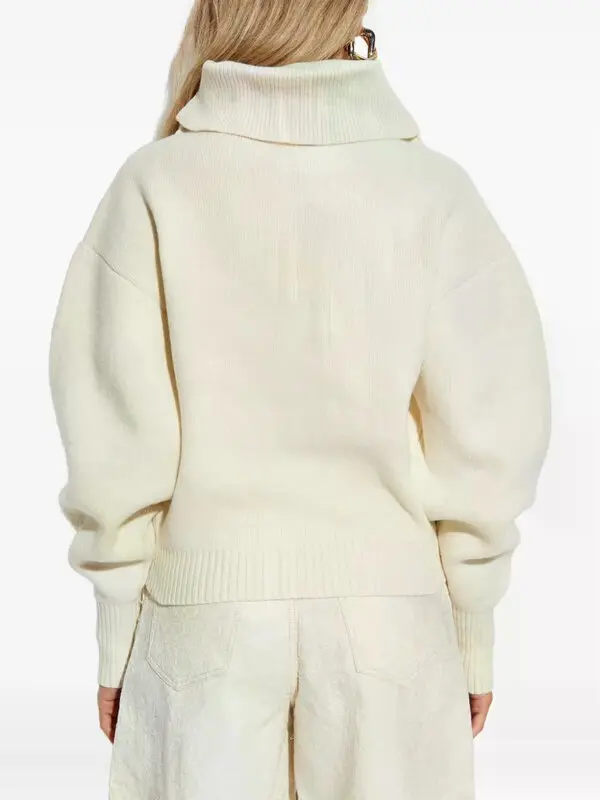 Jacquemus Pallone Embroidered Turtleneck Sweater - Neutrals