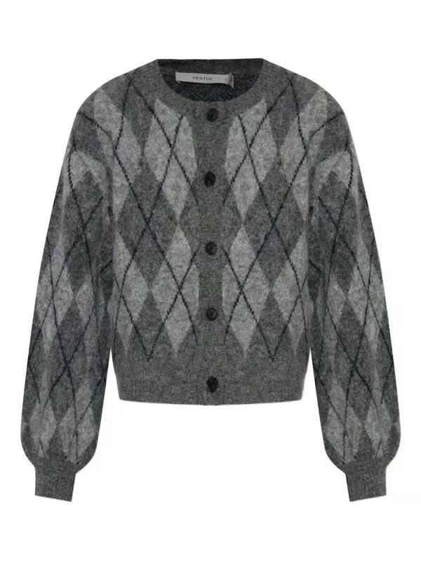 GESTUZ Argyle Check Cardigan