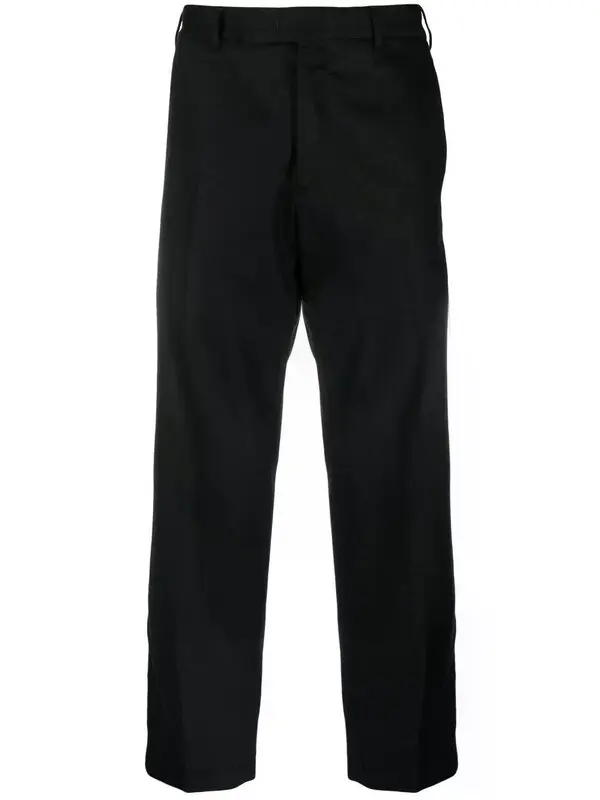 PT TORINO Cropped Straight-leg Virgin Wool Blend Trousers - Black