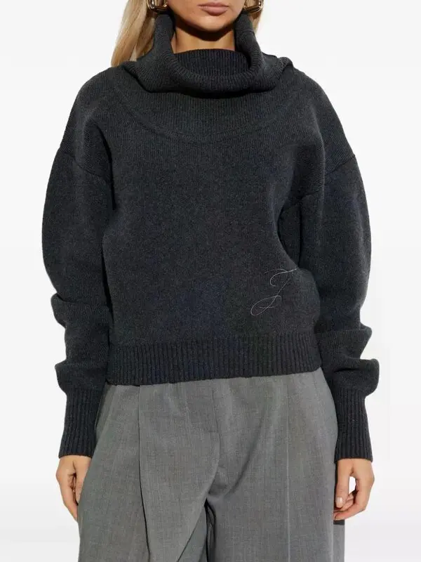 Jacquemus Pallone Turtleneck Embroidered Sweater - Grey