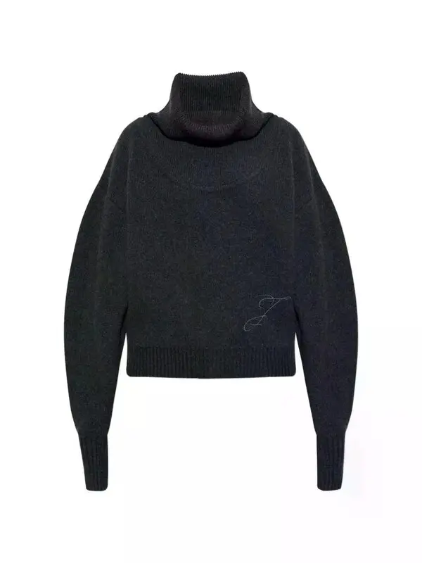 Jacquemus Pallone Turtleneck Embroidered Sweater - Grey