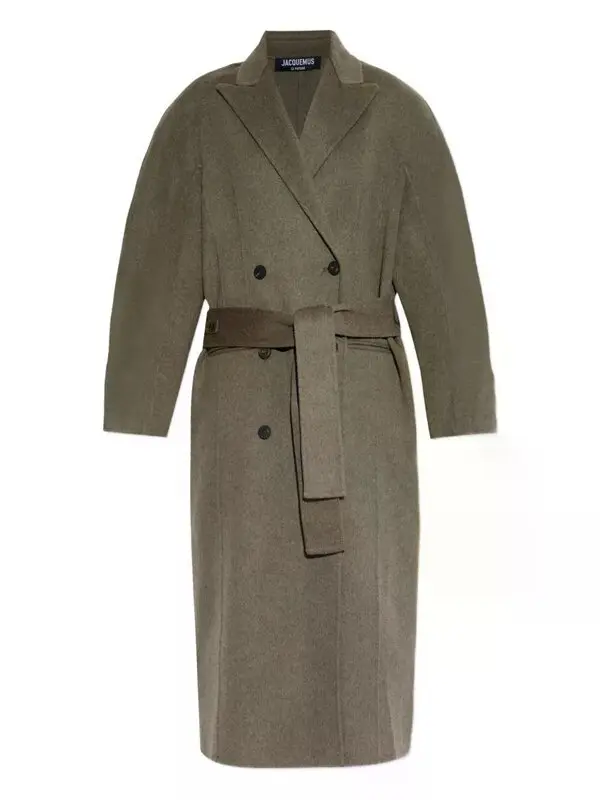 Jacquemus Belted Virgin Wool Double-breasted Coat - Green