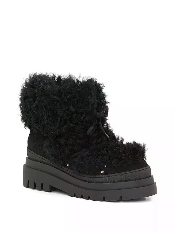 YVES SALOMON Shearling Trim Platform Boots - Black