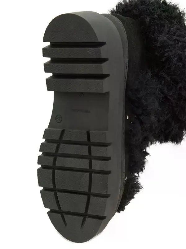 YVES SALOMON Shearling Trim Platform Boots - Black