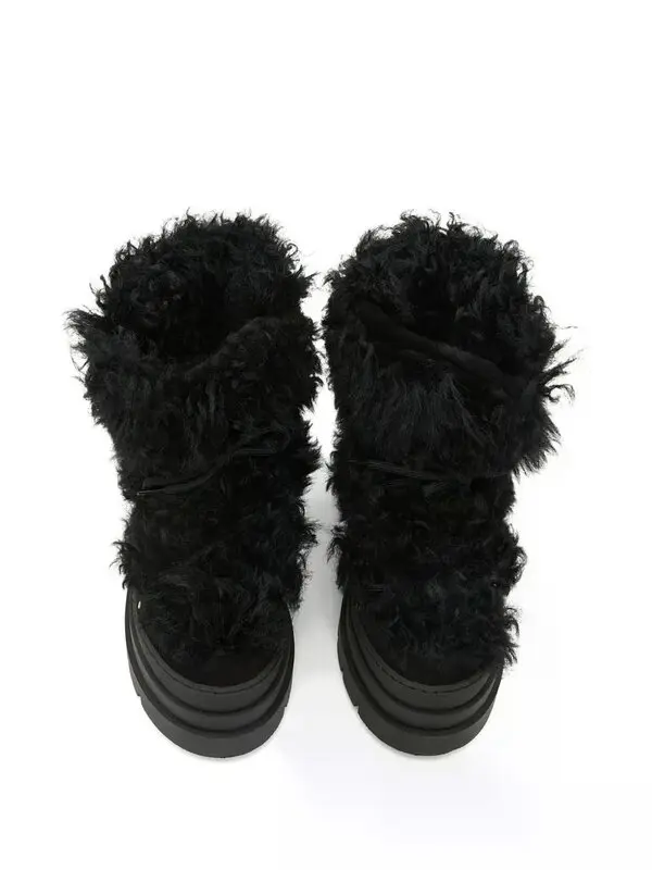 YVES SALOMON Shearling Trim Platform Boots - Black