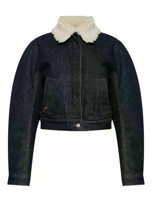 Jacquemus Ovalo De Nîmes Denim Bomber Jacket With Shearling Collar