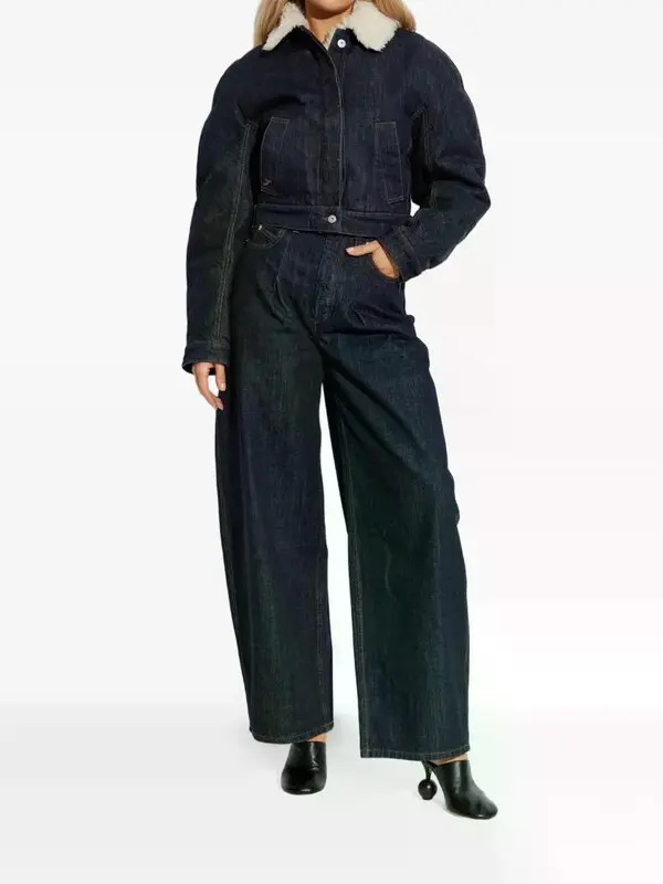 Jacquemus Ovalo De Nîmes Denim Bomber Jacket With Shearling Collar