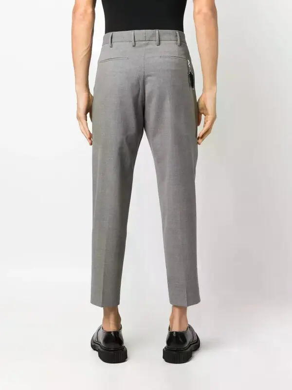 PT TORINO Cropped Tailored Trousers With Keyring Attachment - Grey