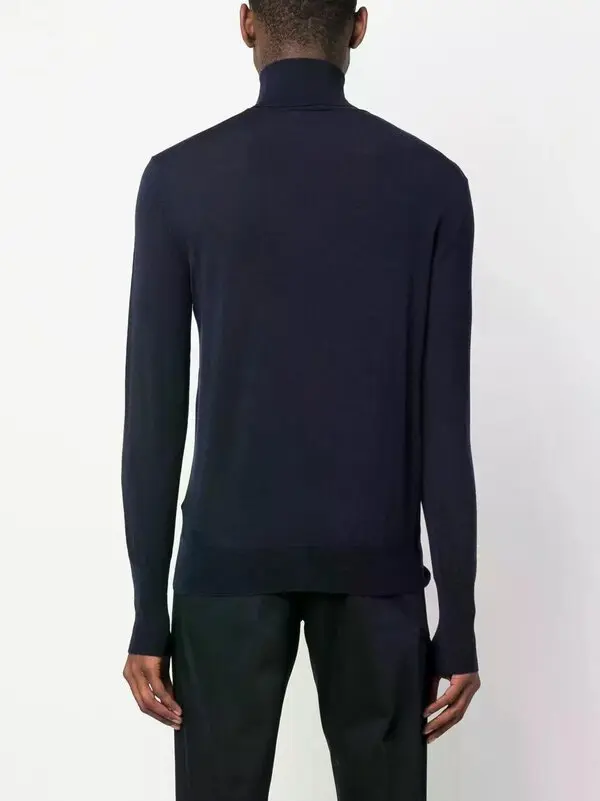 PT TORINO Virgin Wool Roll Neck Jumper - Blue