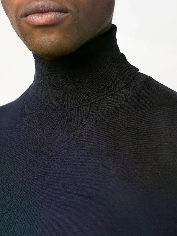 PT TORINO Virgin Wool Roll Neck Jumper - Blue