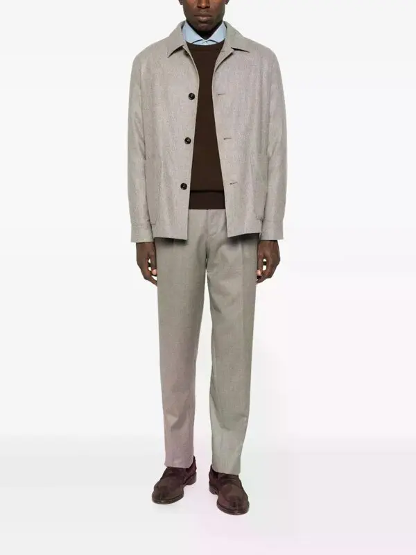 Zegna Tailored Pleated Front Trousers - Neutrals