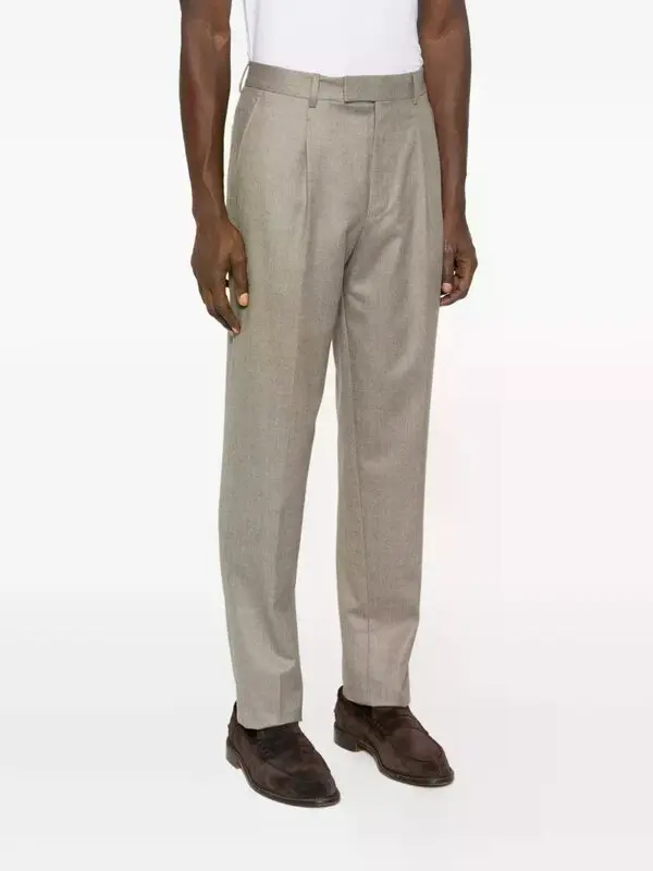Zegna Tailored Pleated Front Trousers - Neutrals