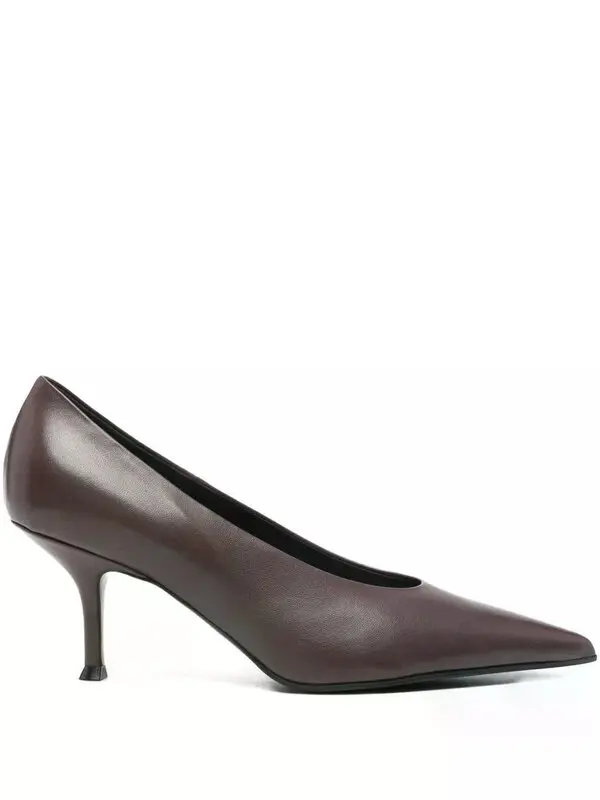 LELLA BALDI 75mm Leather Pointed Toe Pumps - Red