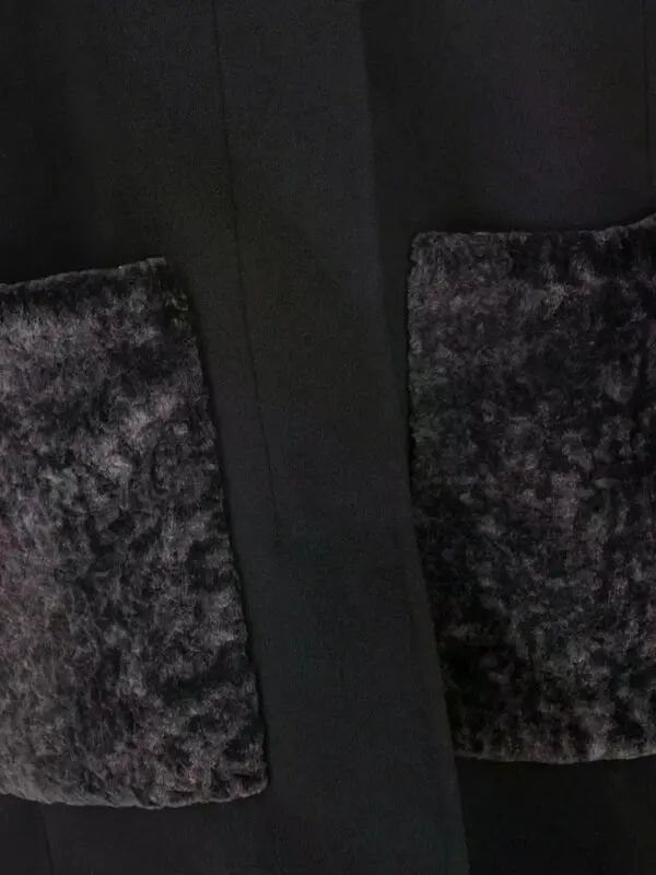 Fendi Puff-sleeve Velvet Pocket Coat - Black