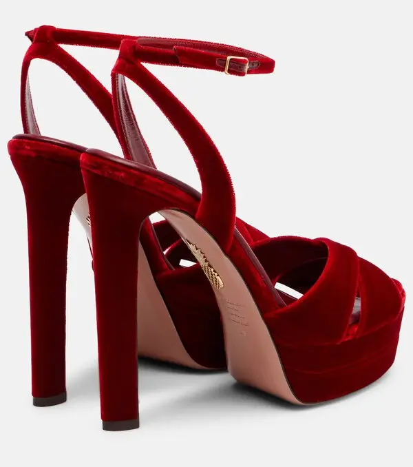 AQUAZZURA Divine 130 Velvet Platform Sandals