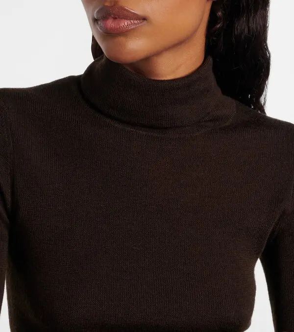 THE FRANKIE SHOP Utica Thin Wool And Silk Turtleneck Sweater - Brown