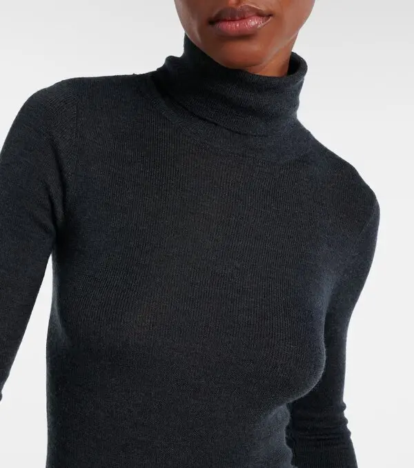 THE FRANKIE SHOP Utica Thin Wool And Silk Turtleneck Sweater - Grey