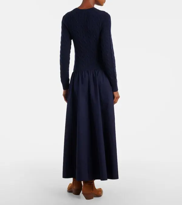 Polo Ralph Lauren Cotton And Wool-blend Maxi Dress - Blue