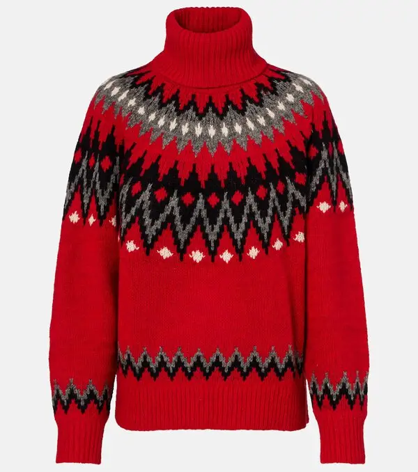 Polo Ralph Lauren Wool Intarsia Turtleneck Sweater - Red