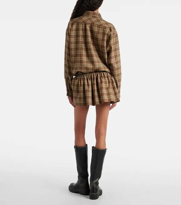 Miu Miu Plaid Virgin Wool Mini Skirt