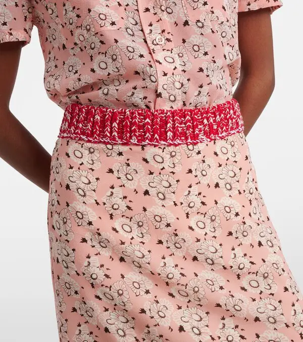 Prada Floral Silk-blend Pencil Skirt