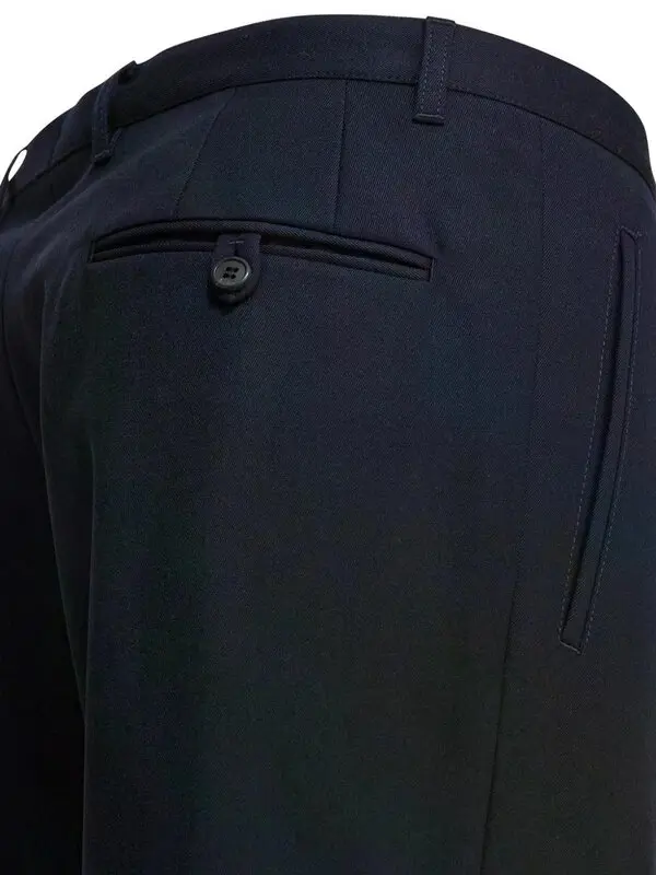 Prada Wool Trousers With Triangle Logo Detail - Blue
