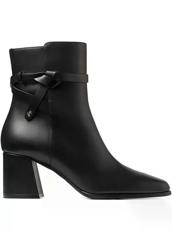 JIMMY CHOO Lawton Braided-strap Block-heel Boots - Black
