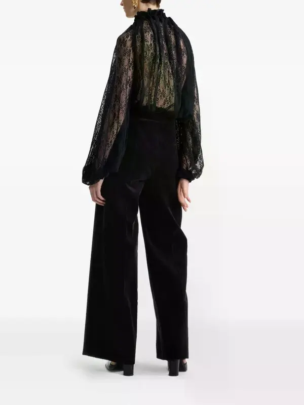 PATOU Lace Drawstring Top - Black