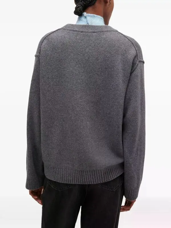 GANNI V-neck Logo Detail Sweater