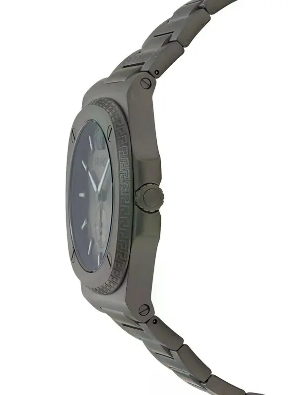 Versace Antares Greek Key 40mm Stainless Steel Watch - Grey