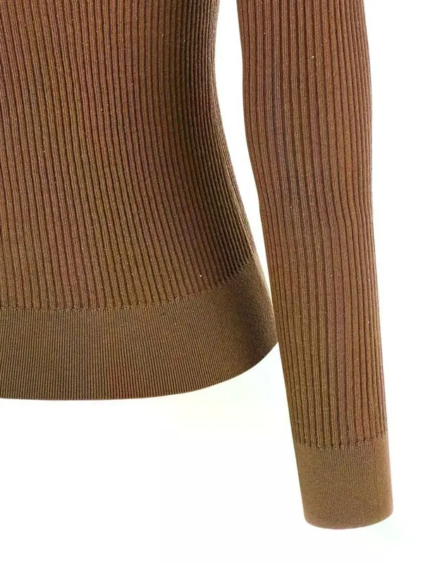 Max Mara Sequin-embellished Ribbed Wool-silk Blend Sweater - Brown