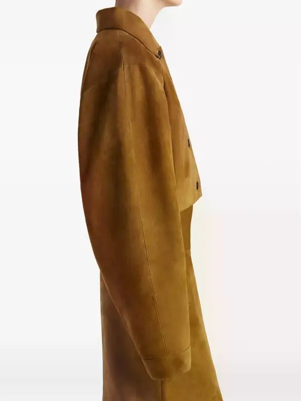 Khaite Sue Suede Cropped Jacket - Brown