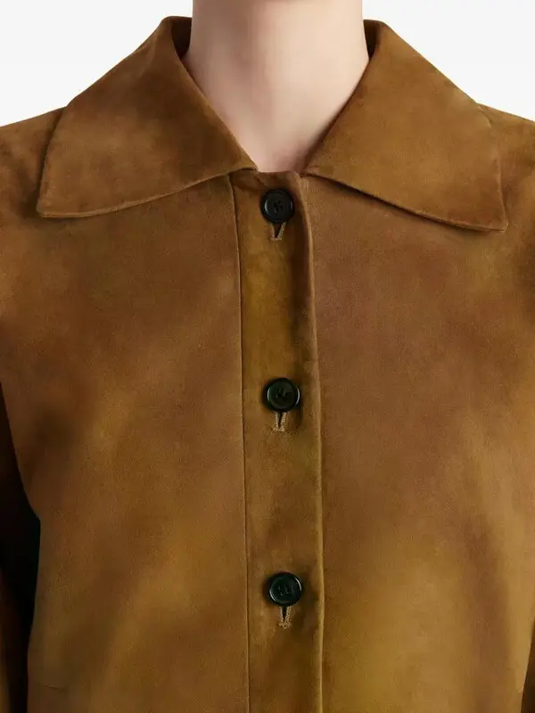 Khaite Sue Suede Cropped Jacket - Brown